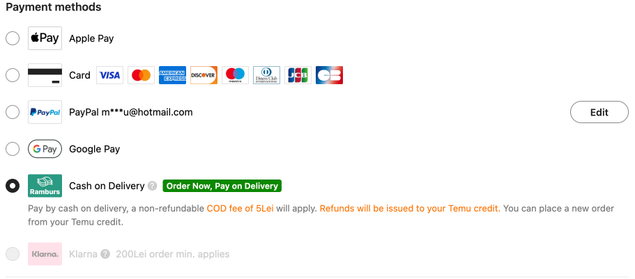 Temu introduce plata la livrare (ramburs) pentru România